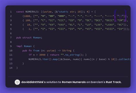 Daviddidntthinks Solution For Roman Numerals In Rust On Exercism