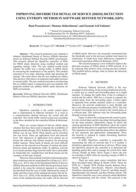 Pdf Improving Distributed Denial Of Service Ddos Detection Using Entropy Method In Software