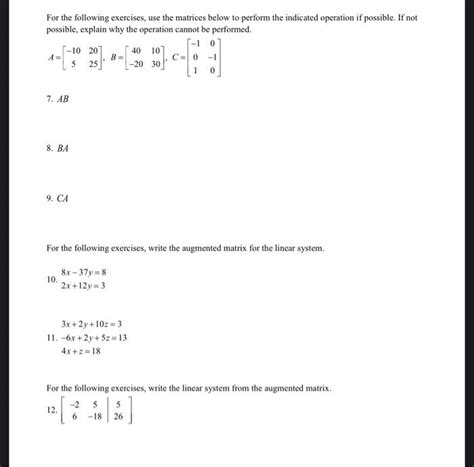 Solved For The Following Exercises Use The Matrices Below Chegg Com