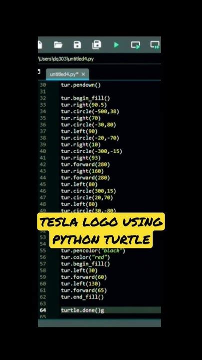 Teslamotors Car Logo Drawing Using Python Turtle Graphics Pythonshorts Coding Code