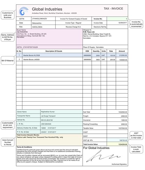 GST Tax Invoice Software Format Online
