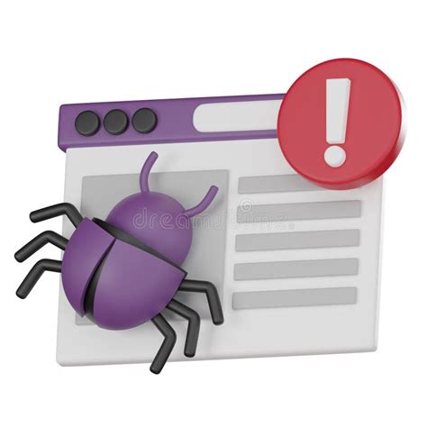 Digital Security Malware Bug And 3d Icon In Cybersecurity 3d Render Stock Illustration
