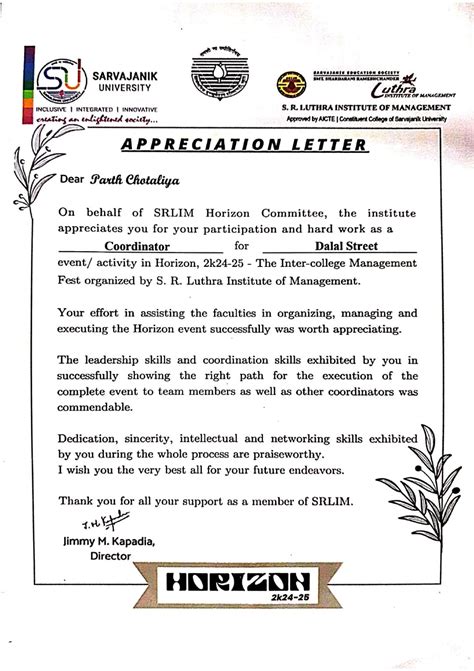 Appreciation Leadership Eventmanagement Dalalstreet Srlim Parth