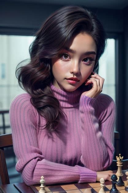 Belle Femme Aux Cheveux Longs Jouant Aux Checs Est Une Illustration De Fond D Cran