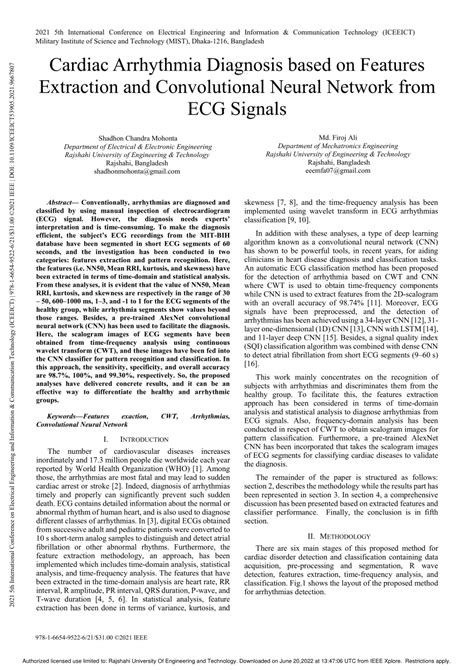 Pdf Cardiac Arrhythmia Diagnosis Based On Features Extraction And
