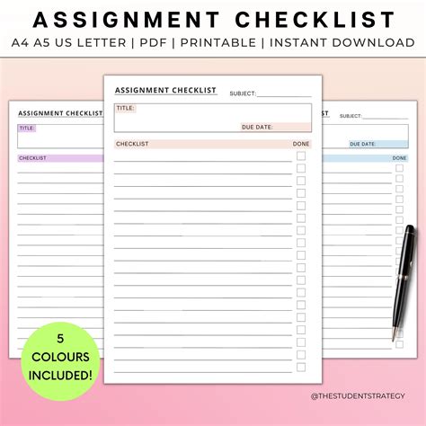 Assignment Sheet Template For Students Free Printable Student Homework