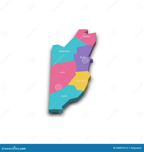 Belize Political Map Of Administrative Divisions Vector Illustration
