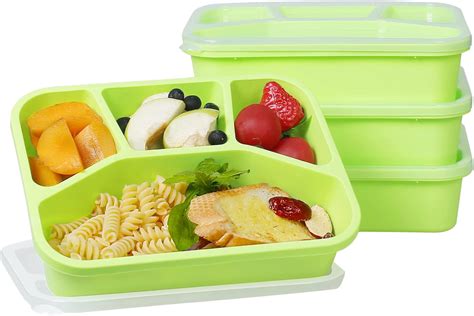 Buy Shopwithgreen 4 Pack Plastic Microwavable Lunch Containers With 4 Compartments Tupperware