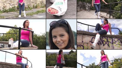 Eve Gimping Up To The Ramparts To Exercise Her Casted Foot Casted Memories Casts Clips4sale