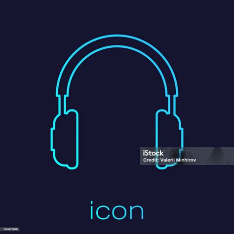 청록색 헤드폰 라인 아이콘 파란색 배경에 고립입니다 이어폰 서명 음악 서비스 통신 및 운영자를 청취 하기 위한 개념 객체 벡터 일러스트 Dj에 대한 스톡 벡터 아트 및 기타