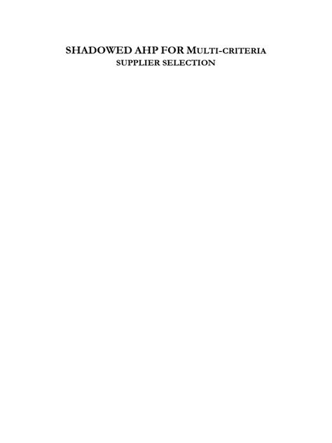 Shadowed Ahp For Multi Criteria Supplier Selection Pdf Fuzzy Logic Matrix Mathematics