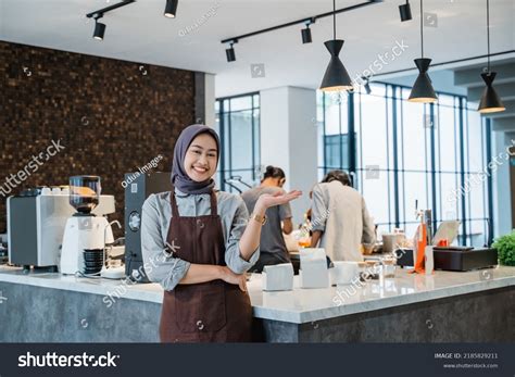 Muslim Waitress Owner Her Coffee Shop Stock Photo 2185829211 Shutterstock