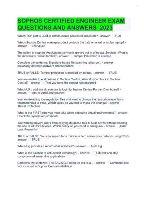 Sophos Certified Engineer Exam Questions And Answers 2023 Sophos Stuvia Us