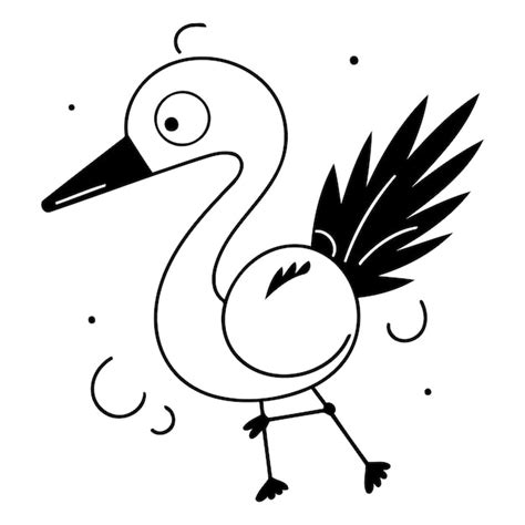 Premium Vector Funny Flamingo Vector Illustration In Doodle Style