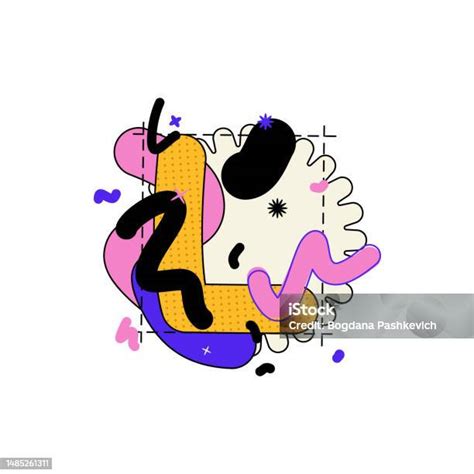 라틴 알파벳 벡터 그림입니다 영문자 L 손으로 그린 모양과 선으로 입력합니다 만화 그래피티 스타일의 장난기 넘치는 편지 그래피티에 대한 스톡 벡터 아트 및 기타 이미지