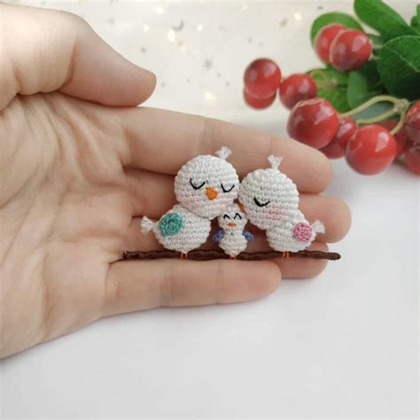 Брошь Птичья семья