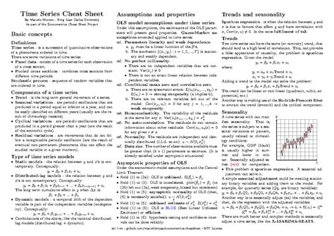 Time Series Cheatsheet En Time Series Cheat Sheet By Marcelo Moreno King Juan Carlos