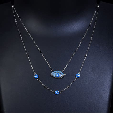 Evil Eye Blocker Cubic Zirconia Necklace Sterling Silver 925 Etsy