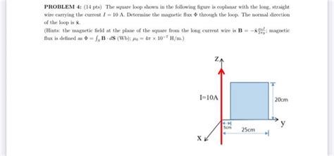 Solved PROBLEM 4 14 Pts The Square Loop Shown In The Chegg Com