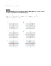 Matching Quadratic Functions With Graphs Explained Verified Course Hero