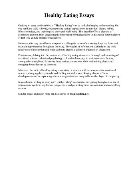 Essay On Healthy Eatingpdf