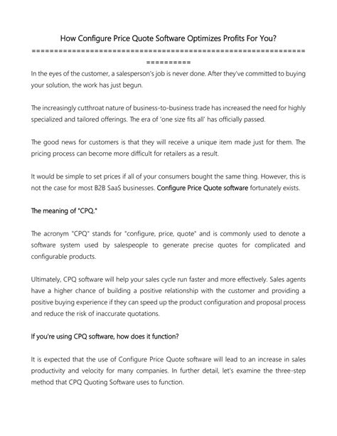 PPT How Configure Price Quote Software Optimizes Profits For You PowerPoint Presentation ID