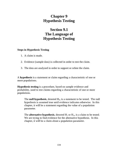 The Language Of Hypothesis Testing Lecture Notes Stat 104 Docsity