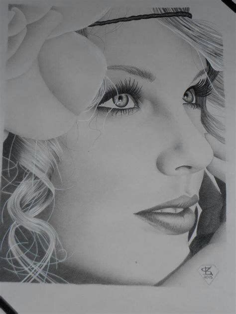 A Pencil Drawing Of A Womans Face