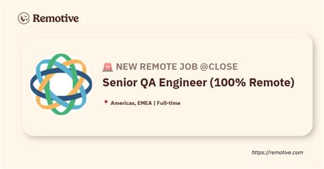 Hiring Senior Qa Engineer 100 Remote Close