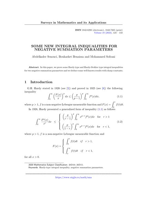 Pdf Some New Integral Inequalities For Negative Summation Parameters