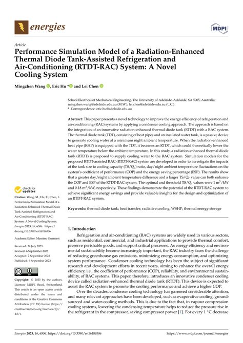 Pdf Performance Simulation Model Of A Radiation Enhanced Thermal Diode Tank Assisted