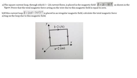 Solved A The Square Current Loop Through Which I A Chegg Com