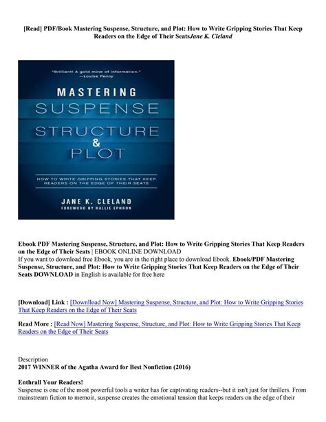 Pdfepub Mastering Suspense Structure And Plot How To Write