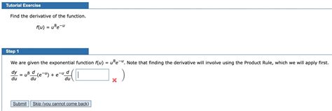 solved find the derivative of the function f u u8e−u step
