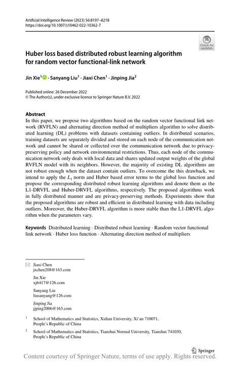 Huber Loss Based Distributed Robust Learning Algorithm For Random