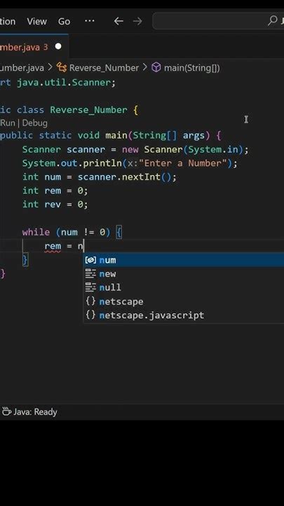 Reverse Number In Java Java Reversenumber Javaprogramming Shorts Shortvideo Trending