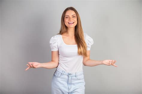 Premium Photo Blonde Brazilian Woman With Open Arms Welcome