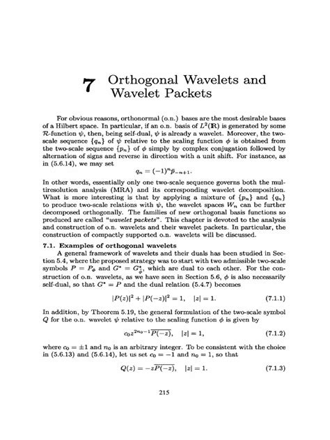 7 orthogonal wavelets and wavelet pa 1992 wavelet analysis and its