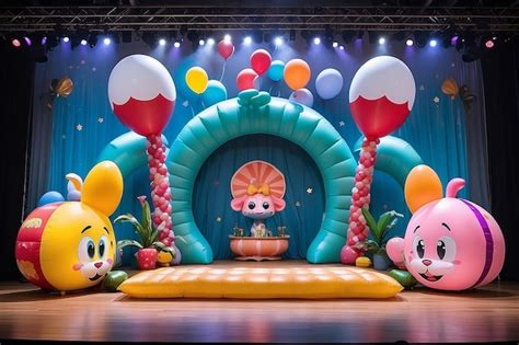 Premium Photo Whimsical Stage Delight Cartoon Inflatable Props