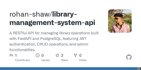 Github Rohan Shaw Library Management System Api A Restful Api For Managing Library Operations