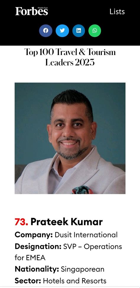 Prateek Kumar On Linkedin Travelandtourism Dusit Forbes