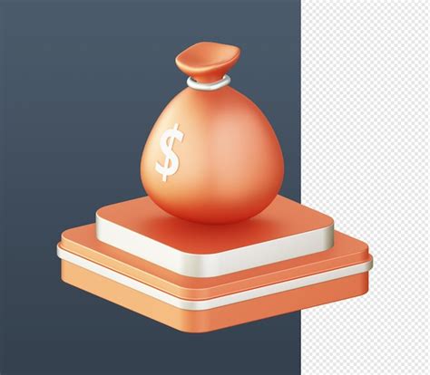Premium Psd 3d Isometric Of Orange Money Bag With Podium Icon For Ui Ux Web Mobile Apps Social