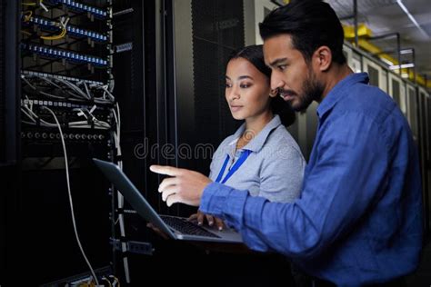 people maintenance or laptop in server room it engineering or