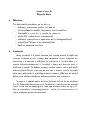 Laboratory Report Chemistry Safety Docx Laboratory Report Chemistry Safety I