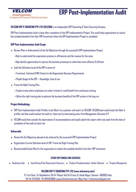 Erp Post Implementation Audit Pdf