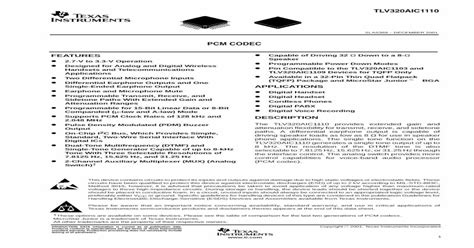 Pdf Pcm Codec Sheetstexas · The Pcm Codec Is