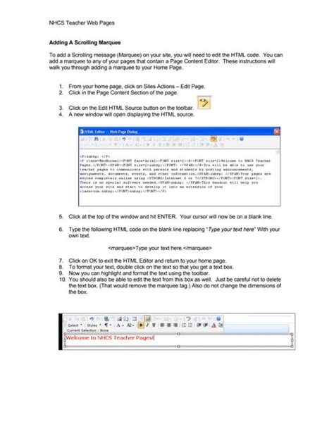 Adding A Scrolling Marquee Doc Web Design And Html Internet