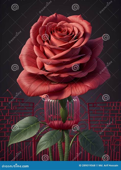 barcode scanlines rose generated by ai stock illustration