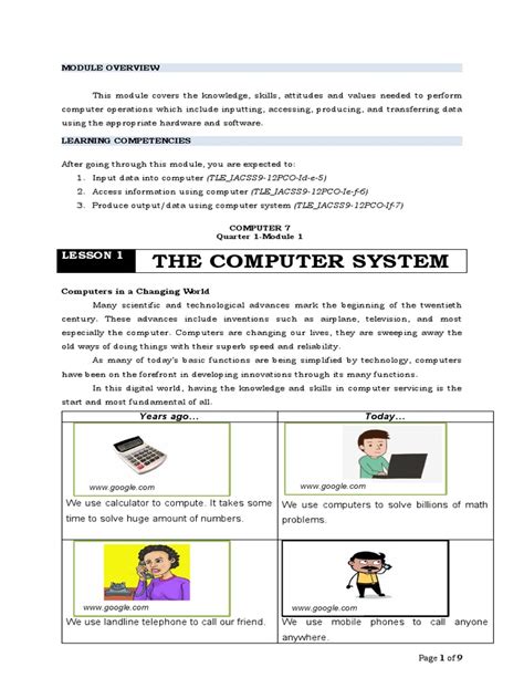 Quarter 1 Module 1 Computer 7 Pdf Computer Data Storage Inputoutput