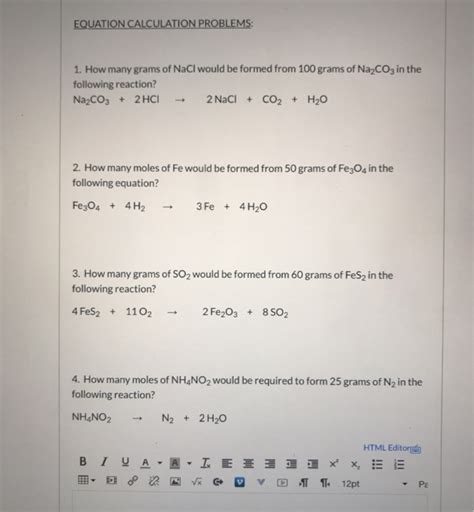 Solved Equation Calculation Problems 1 How Many Grams Of